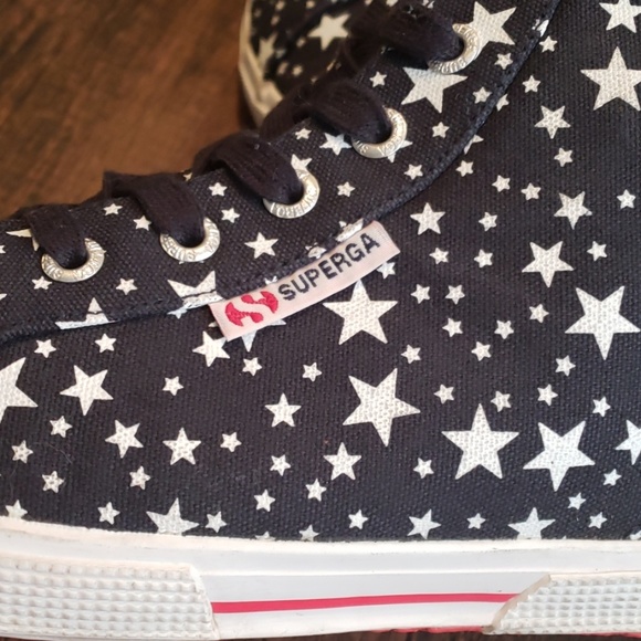 Superga | Shoes | Superga Constellation Navywhite Canvas High Tops ...